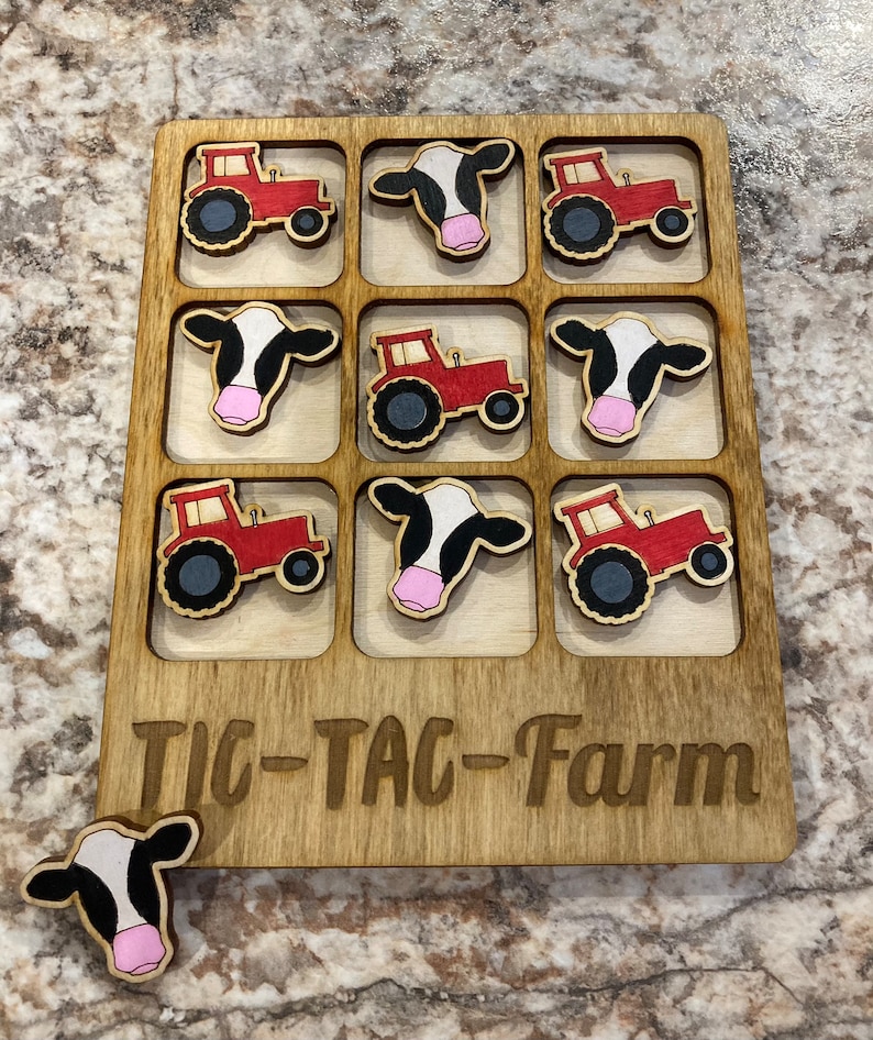 Tic Tac Farm, Tic Tac Toe Board, Childrens Game - Etsy