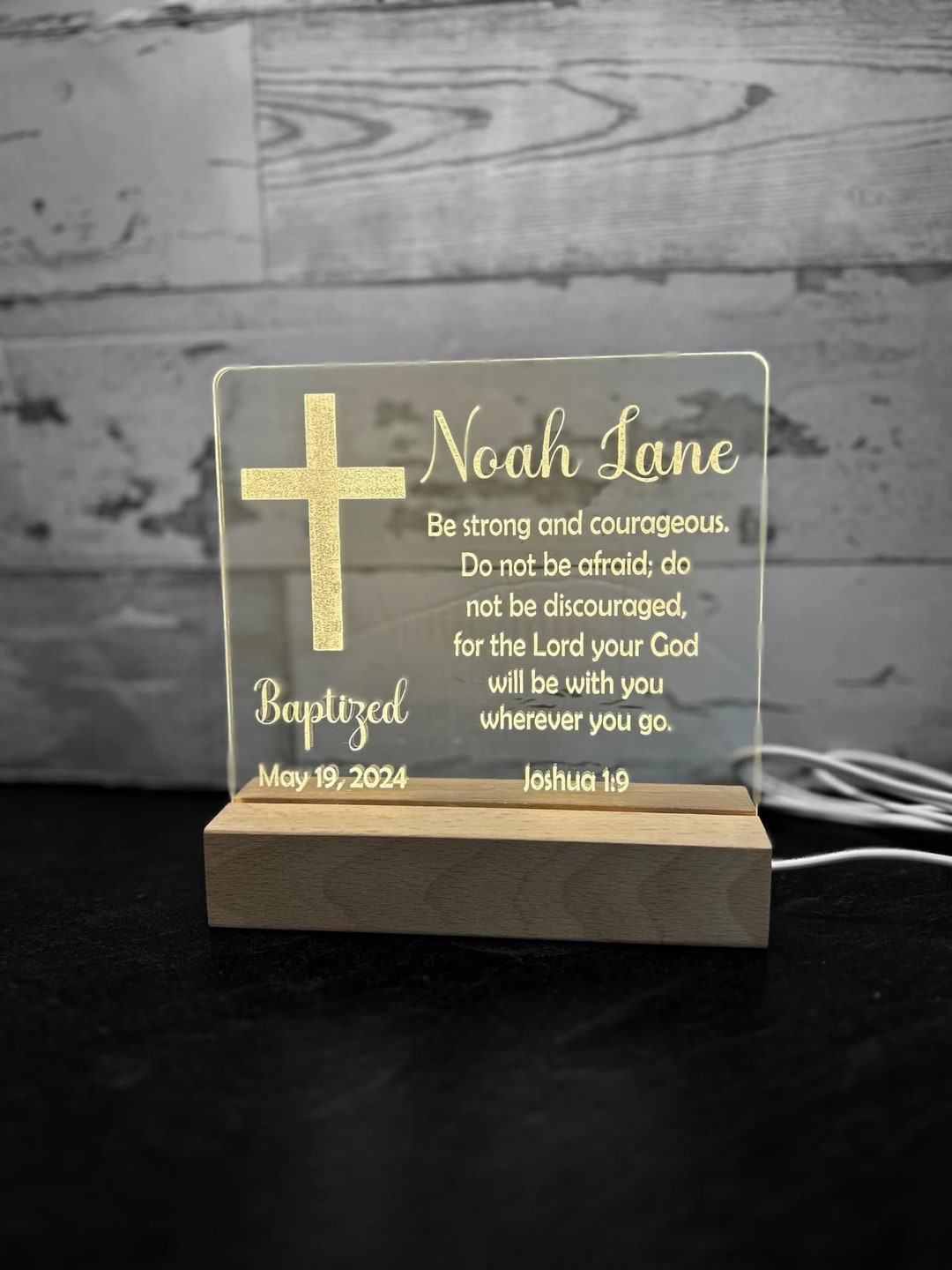 Baptism Gift, Night Light, Joshua 1:9, Baptism Gift for Boys, Baptism ...