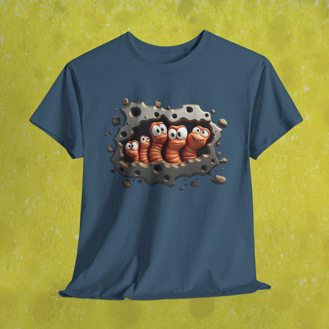 Peek-a-boo Worms T-shirt - Fun Cartoon Design | Cute & Quirky Unisex ...