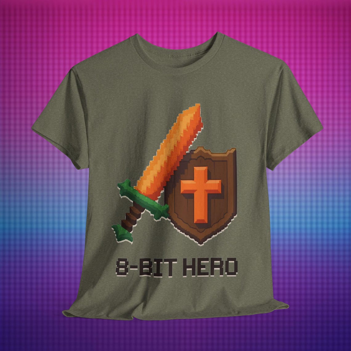 8-bit Hero Shirt Retro Gaming Pixel Art Tee Gift for Video Game Fans ...