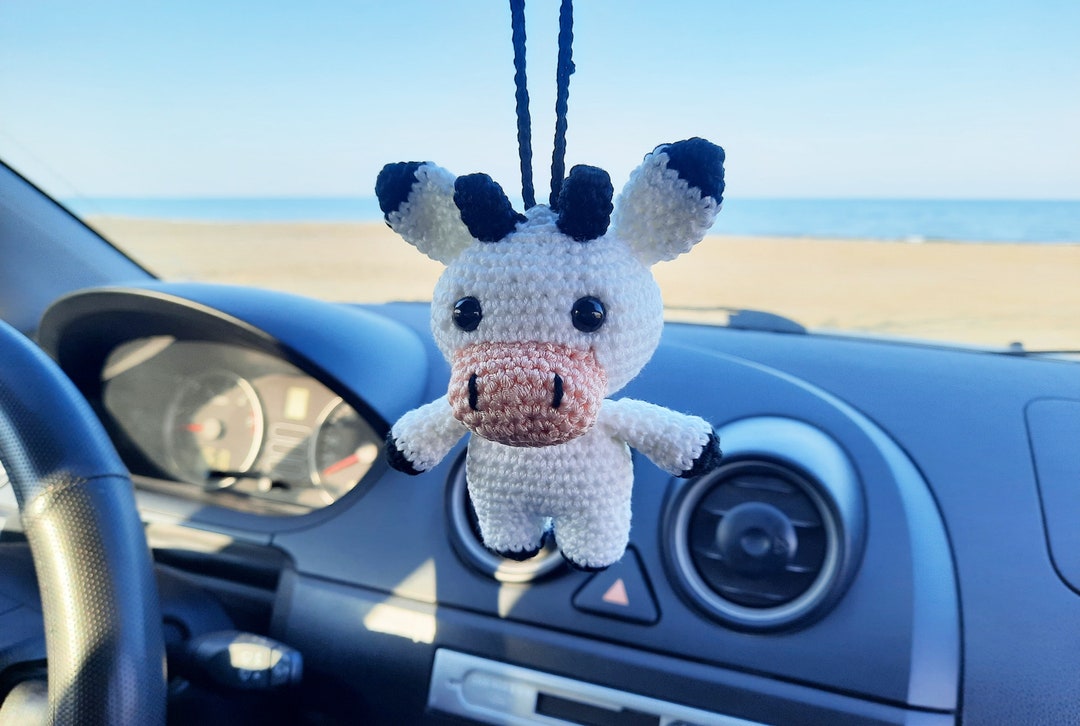 Crochet Cow, Car Accessories, Automobile Rear View Mirror Charm ...