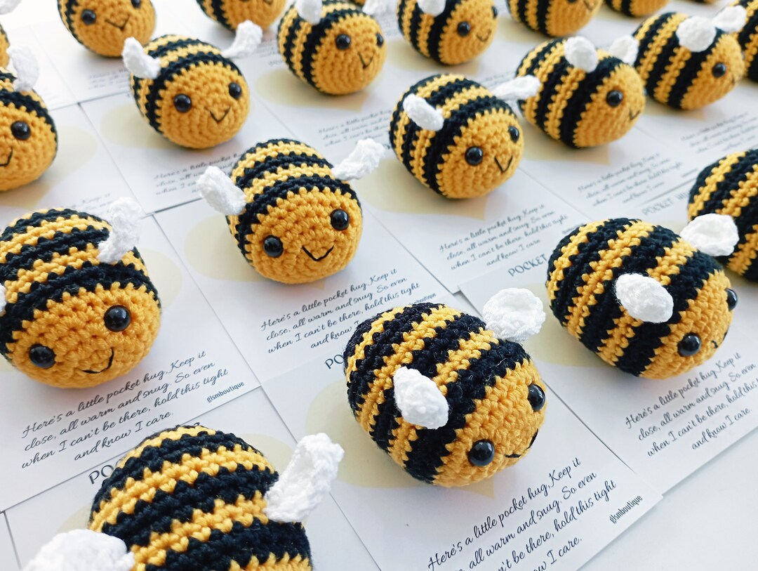 Crochet Bee, Pocket Hug Bee, Handmade Crochet Hug Gift, Miss You Gift ...