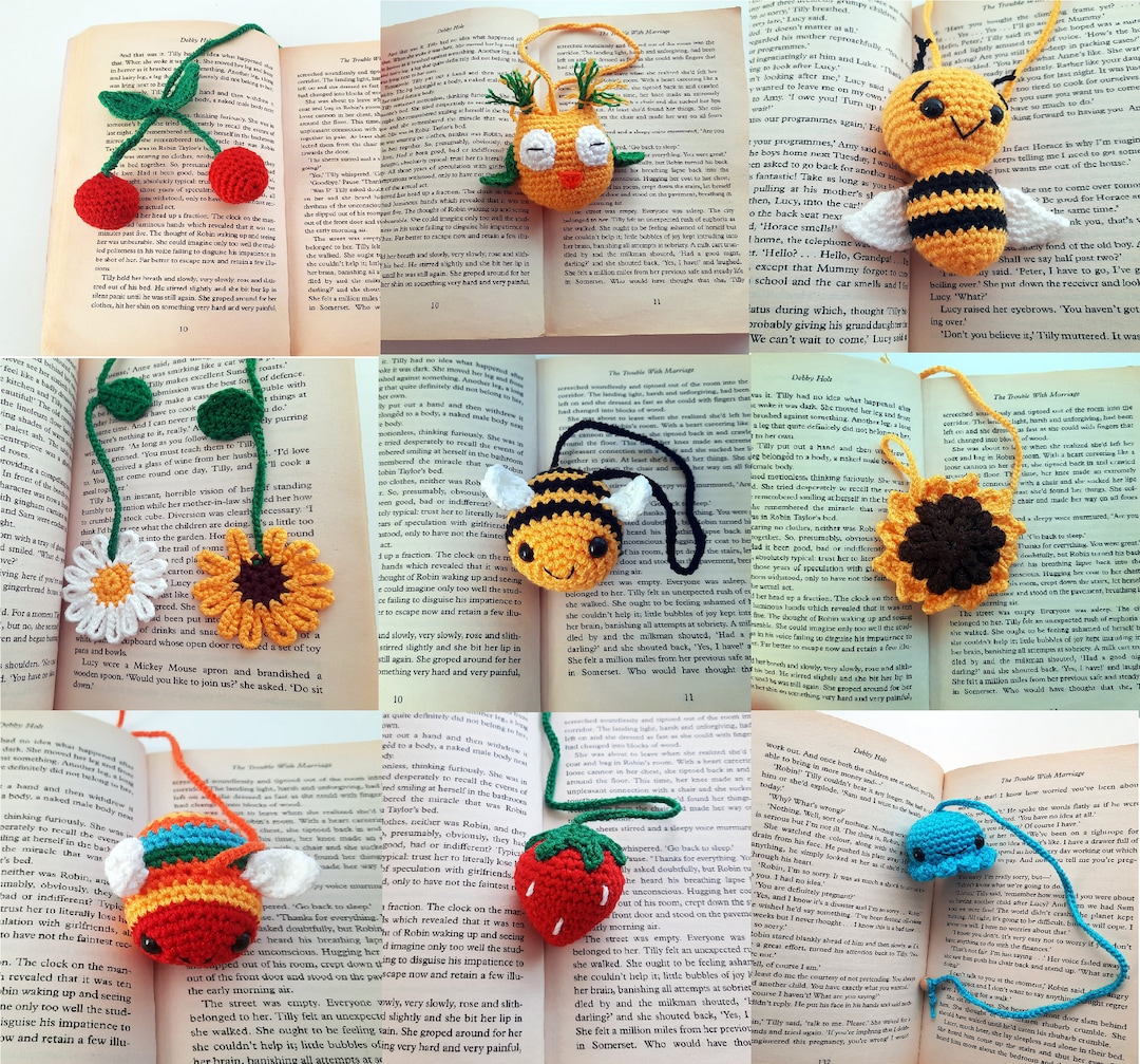 Handmade Crochet Bookmarks, Yarn, Cotton Bookmark, Knit Page Marker ...