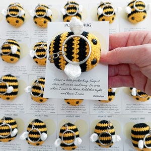 Crochet Bee, Pocket Hug Bee, Handmade Crochet Hug Gift, Miss You Gift ...