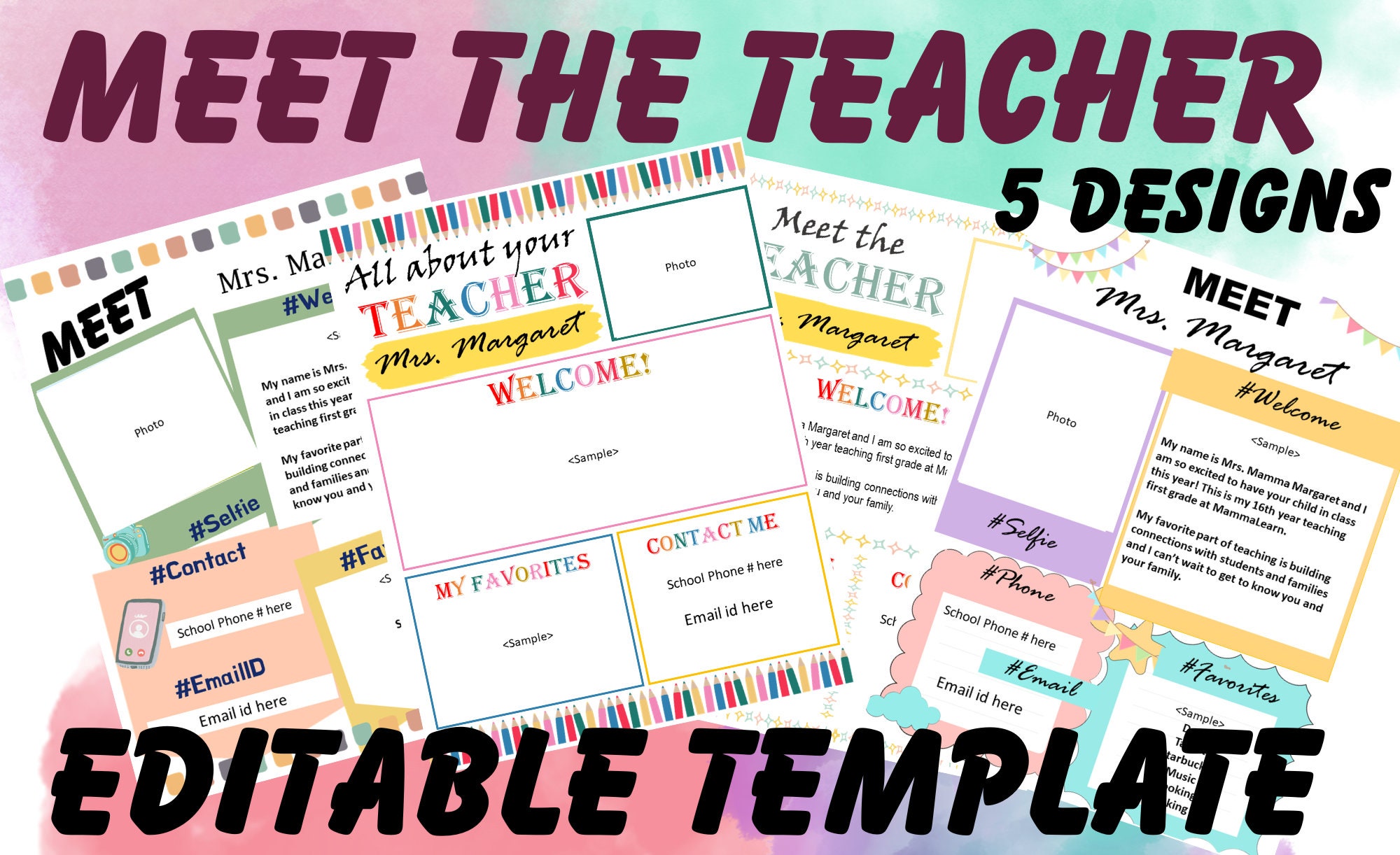 Meet the Teacher Template Editable All About Your Teacher - Etsy