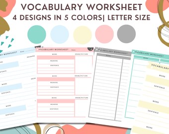 Vocabulary List Worksheet Vocabulary List Template Vocab - Etsy