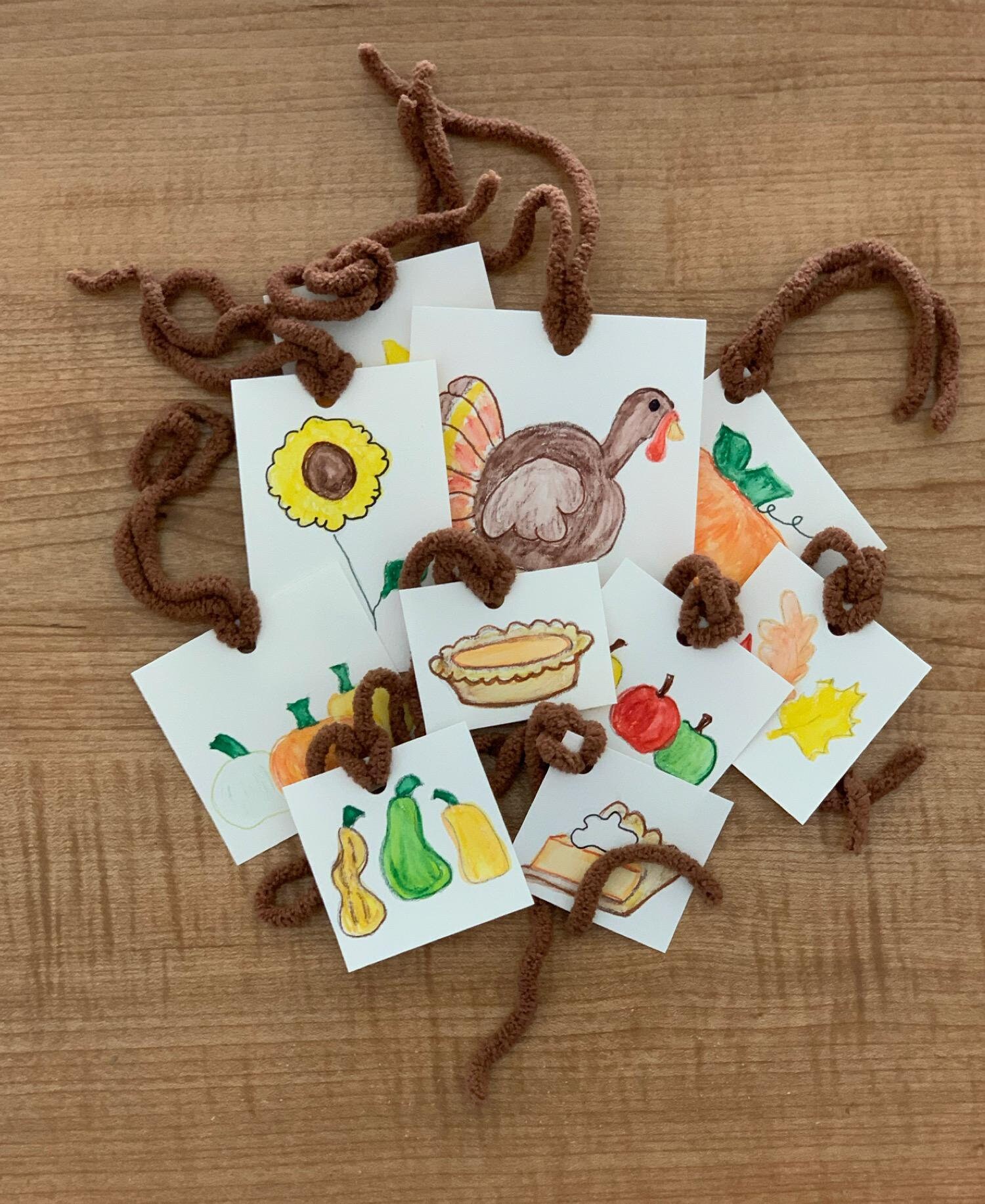 Thanksgiving Gift Tags, Handmade Thanksgiving Favor Tags, Hand Drawn ...