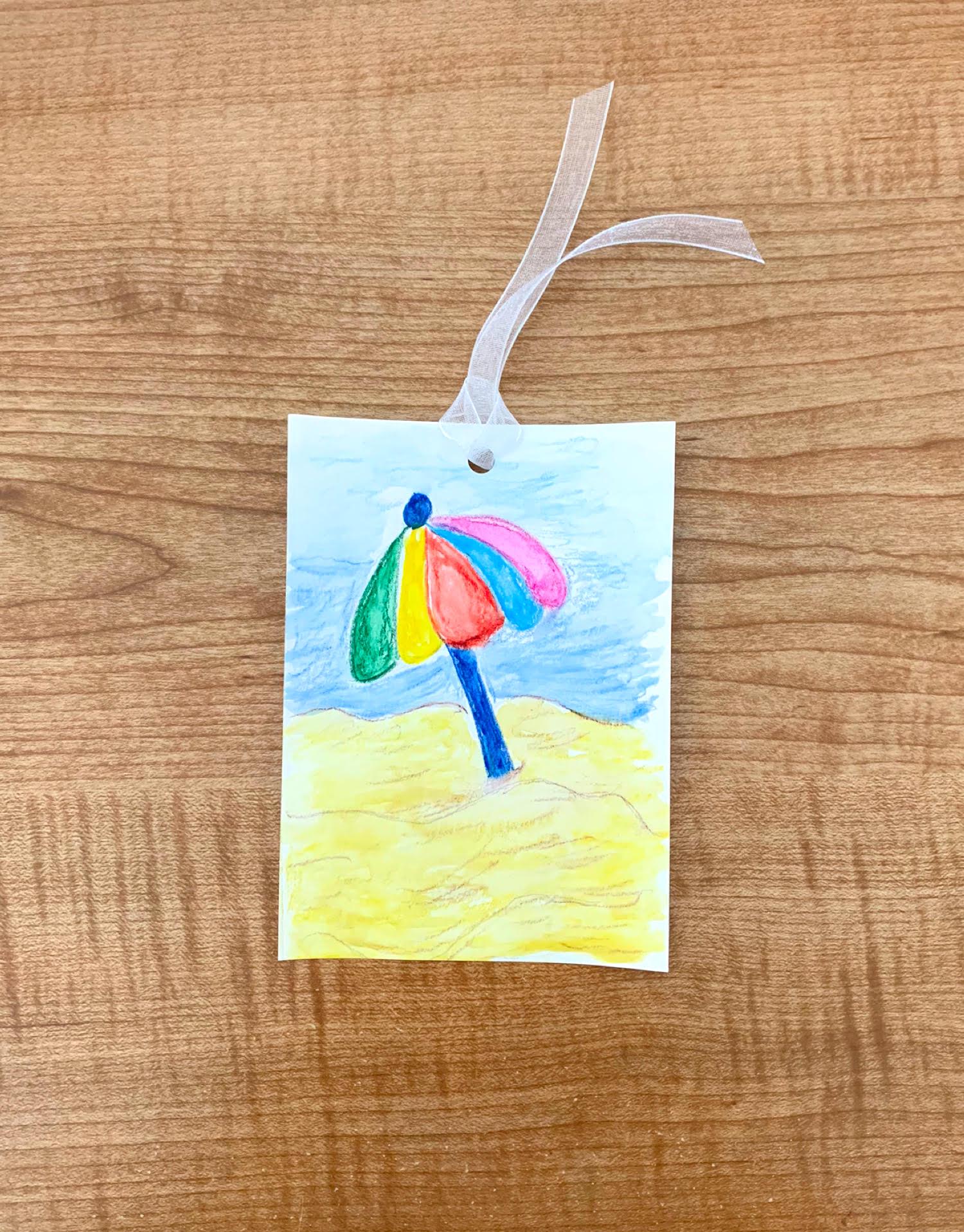Handmade Beach Gift Tags, Hand Drawn Hand Painted Beach Scene Gits Tags ...