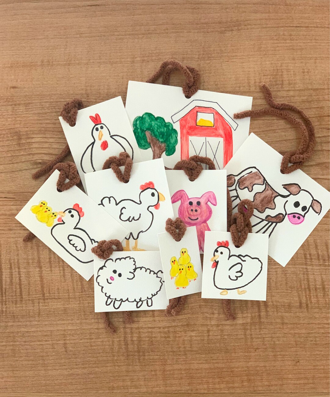 Farm Animals Handmade Gift Tags, Original Art Hand Drawn Hand Painted ...