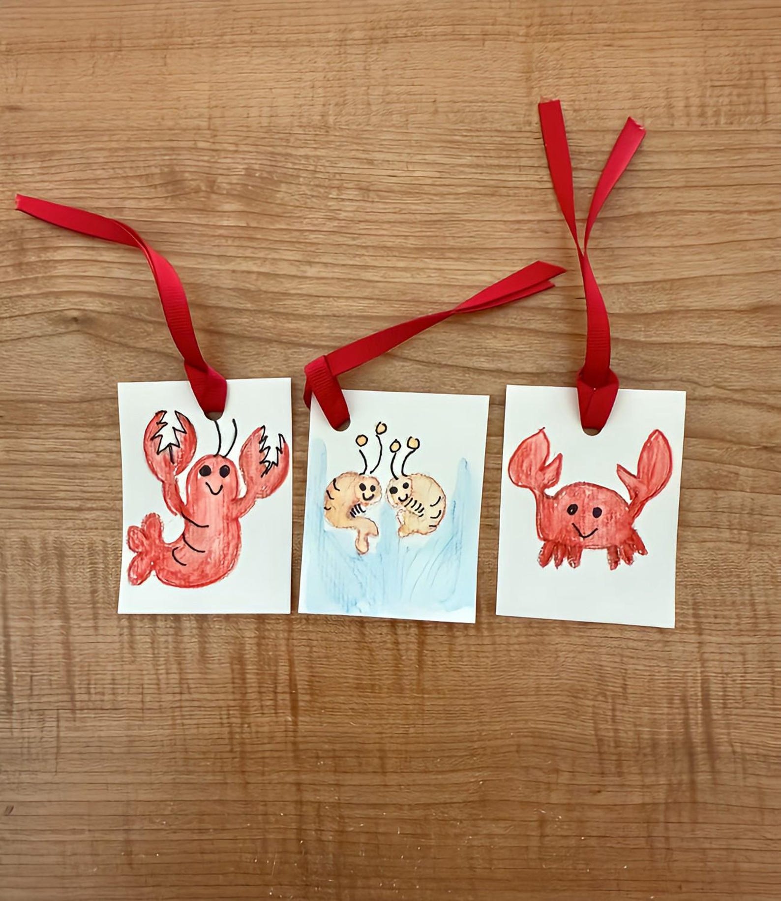 Cute Crustaceans Gift Tags, Set of 3 Shellfish Gift Tags, Lobster, Crab ...