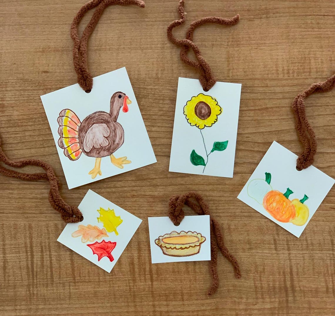 Thanksgiving Gift Tags, Handmade Thanksgiving Favor Tags, Hand Drawn ...