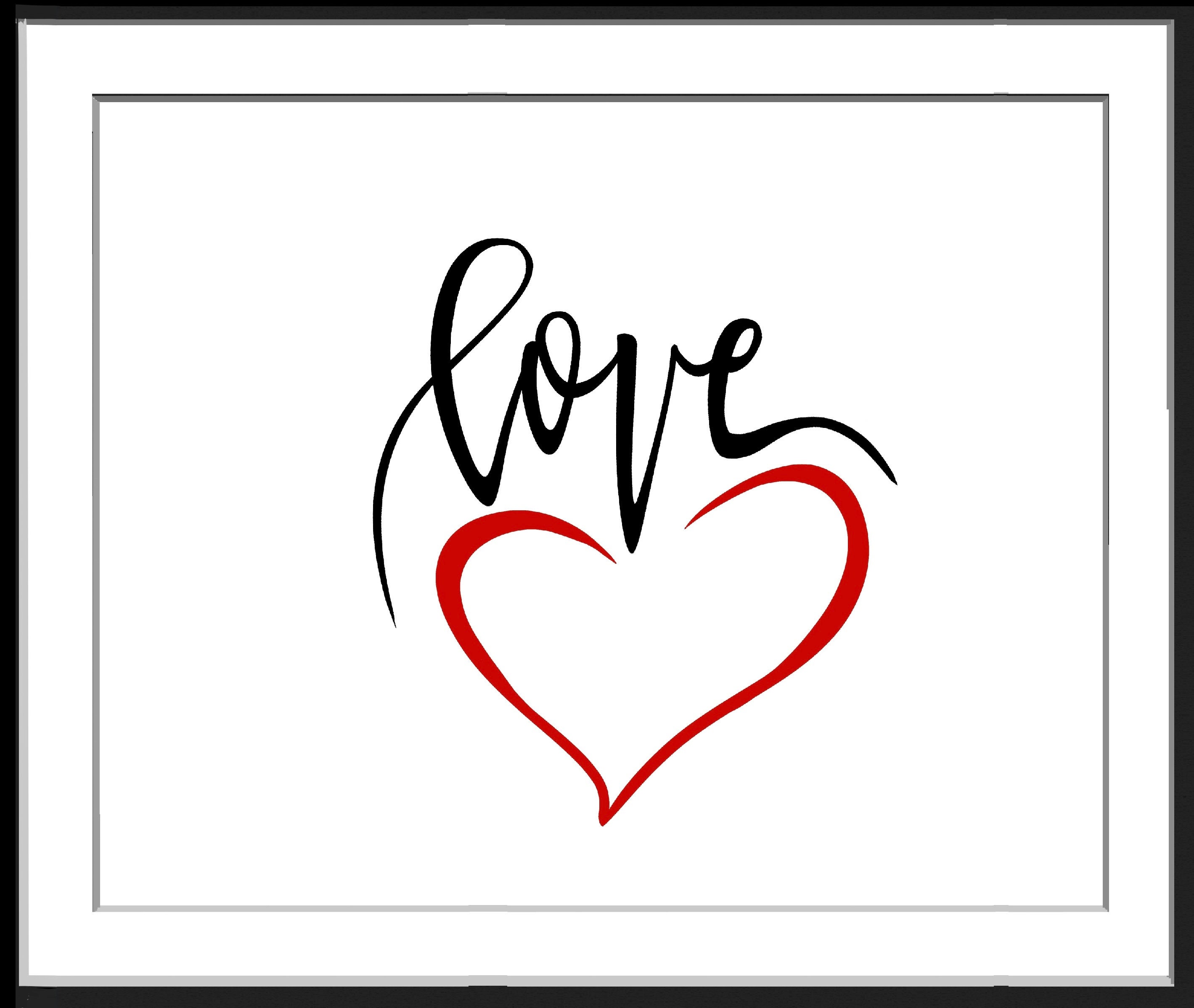 Printable Inspirational Love Text and Heart Print Wall Art - Etsy