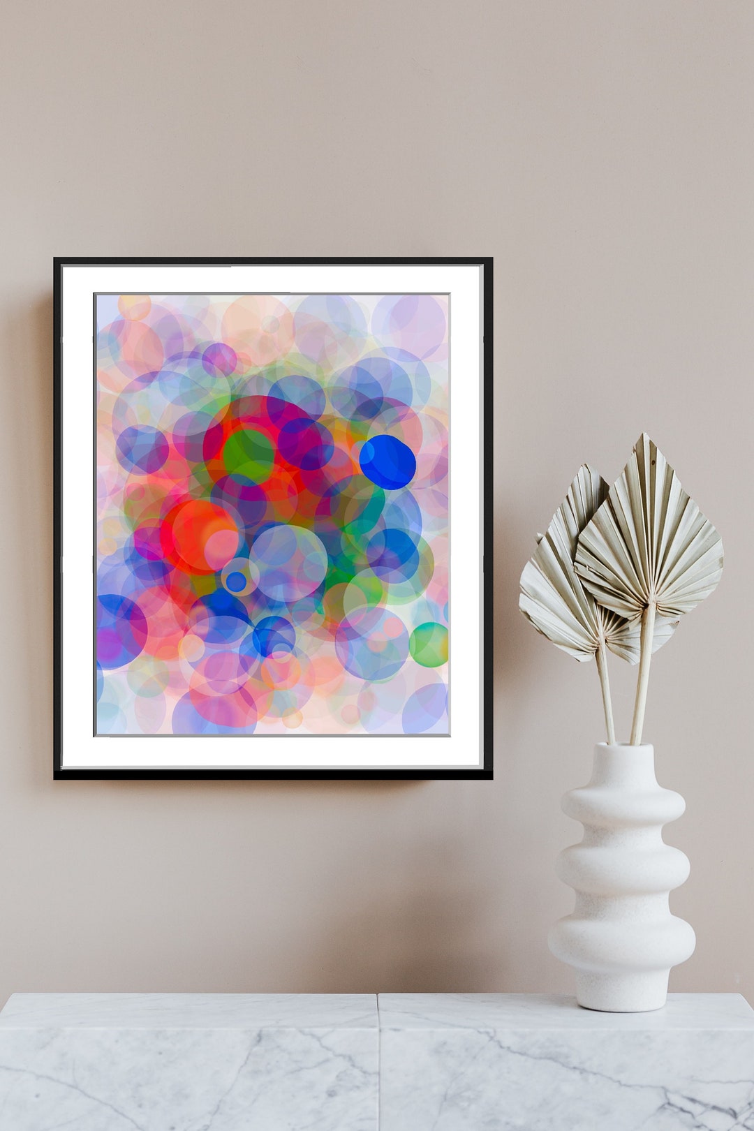 Printable Abstract Holiday Theme Painting, Wall Art, Shapes, Circles ...