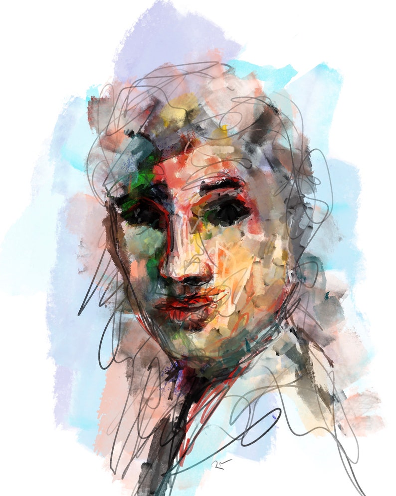 Printable Abstract Portrait Art Abstract Person's Face Art Printable ...