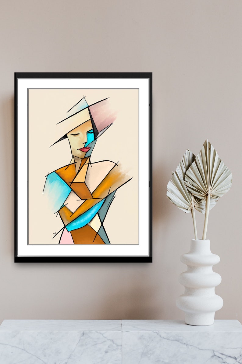 Printable Abstract Portrait Art, Cubist Art of a Woman's Body | Wall ...