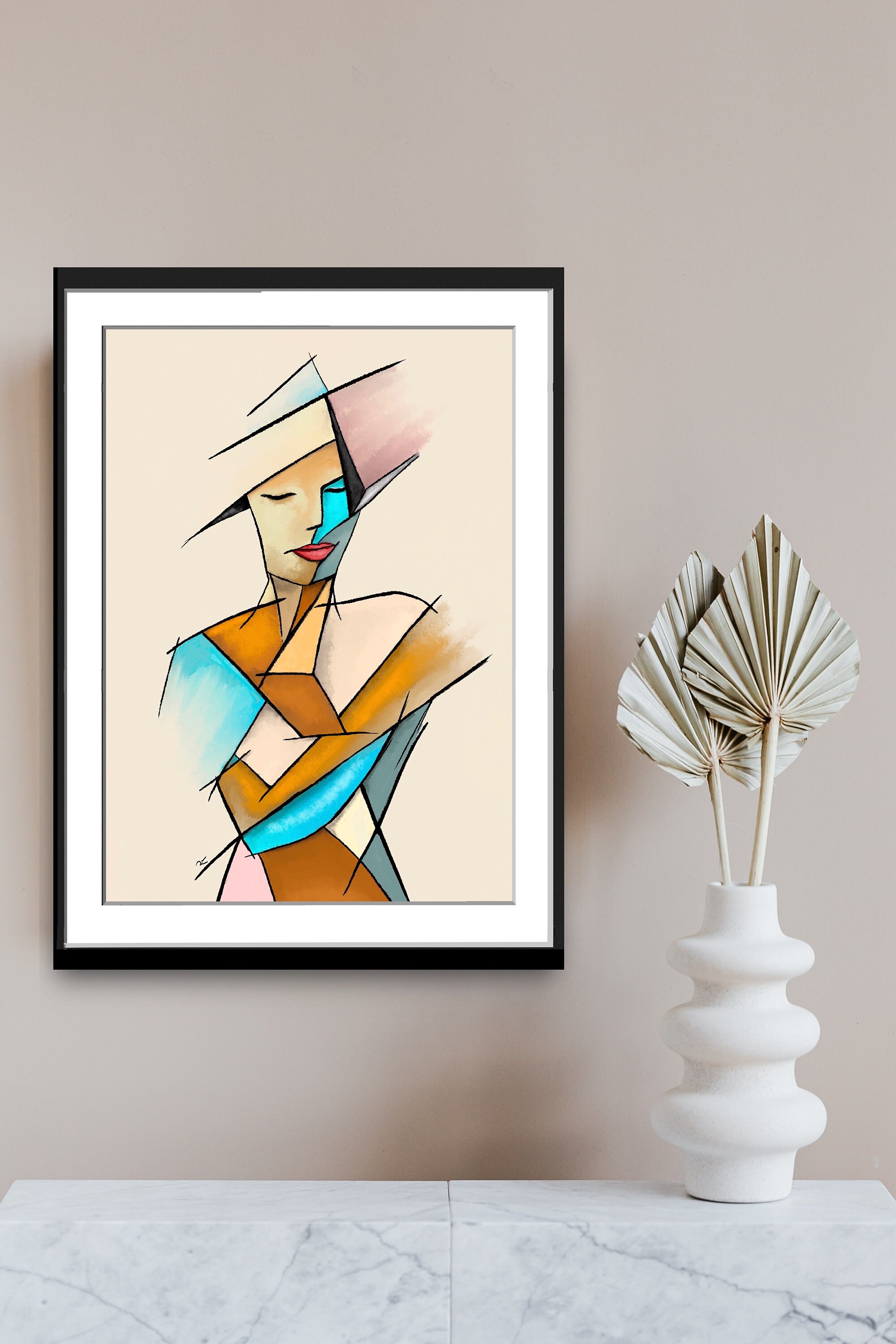 Printable Abstract Portrait Art, Cubist Art of a Woman's Body | Wall ...