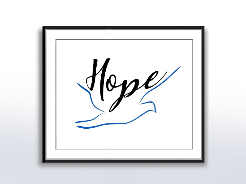 Printable Inspirational Hope Text Riding on Dove Print | Wall Art ...