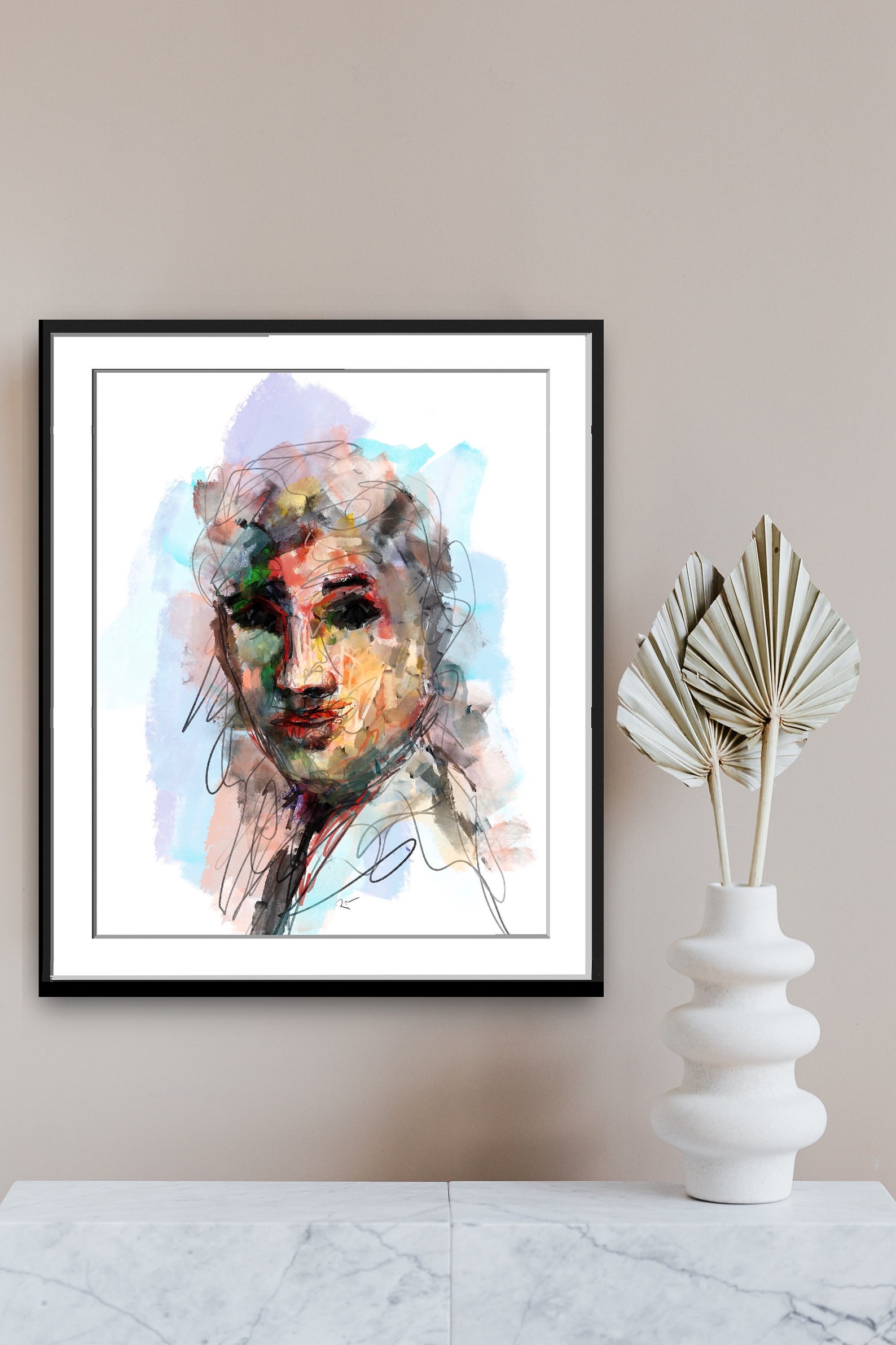 Printable Abstract Portrait Art Abstract Person's Face Art Printable ...