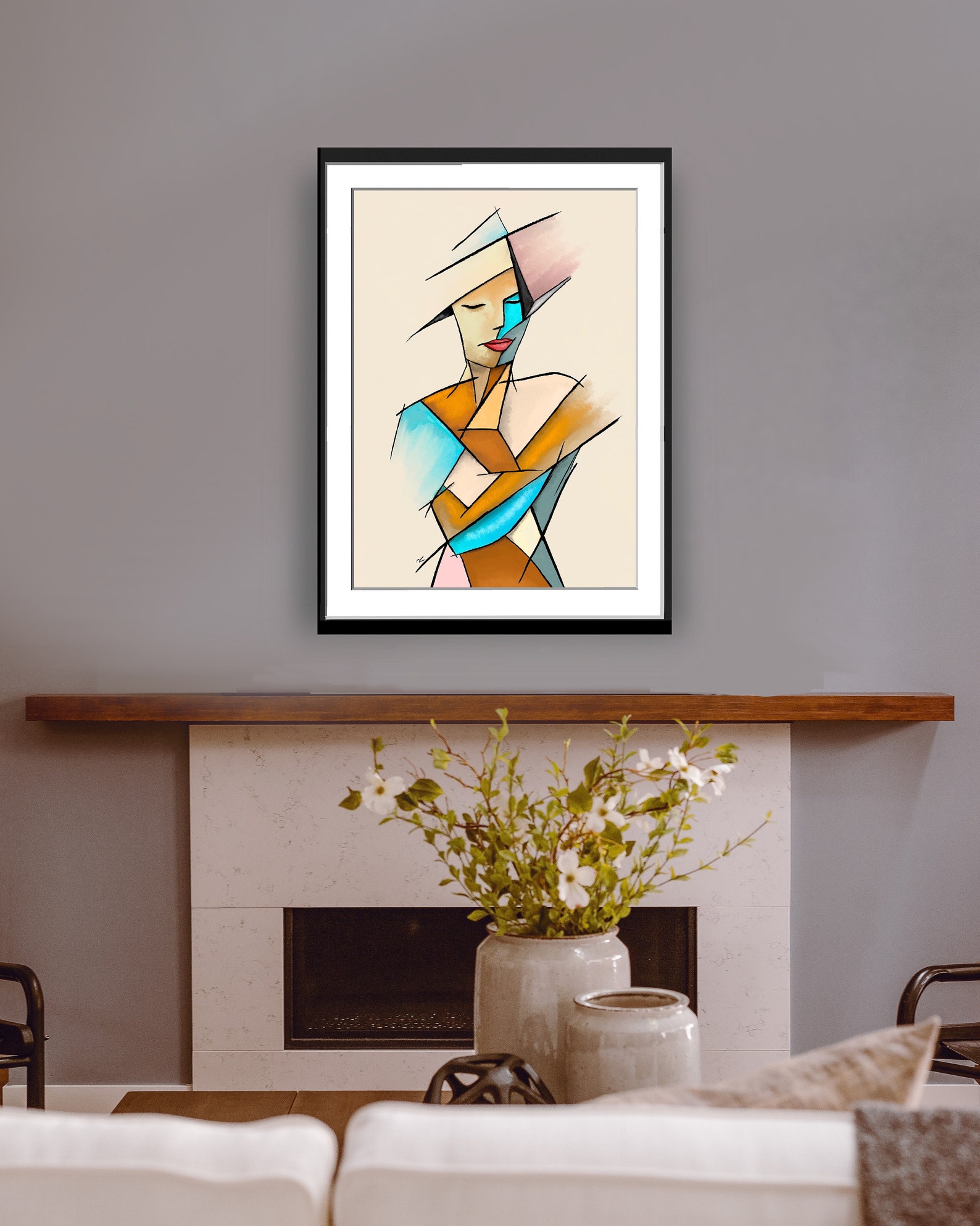Printable Abstract Portrait Art, Cubist Art of a Woman's Body | Wall ...