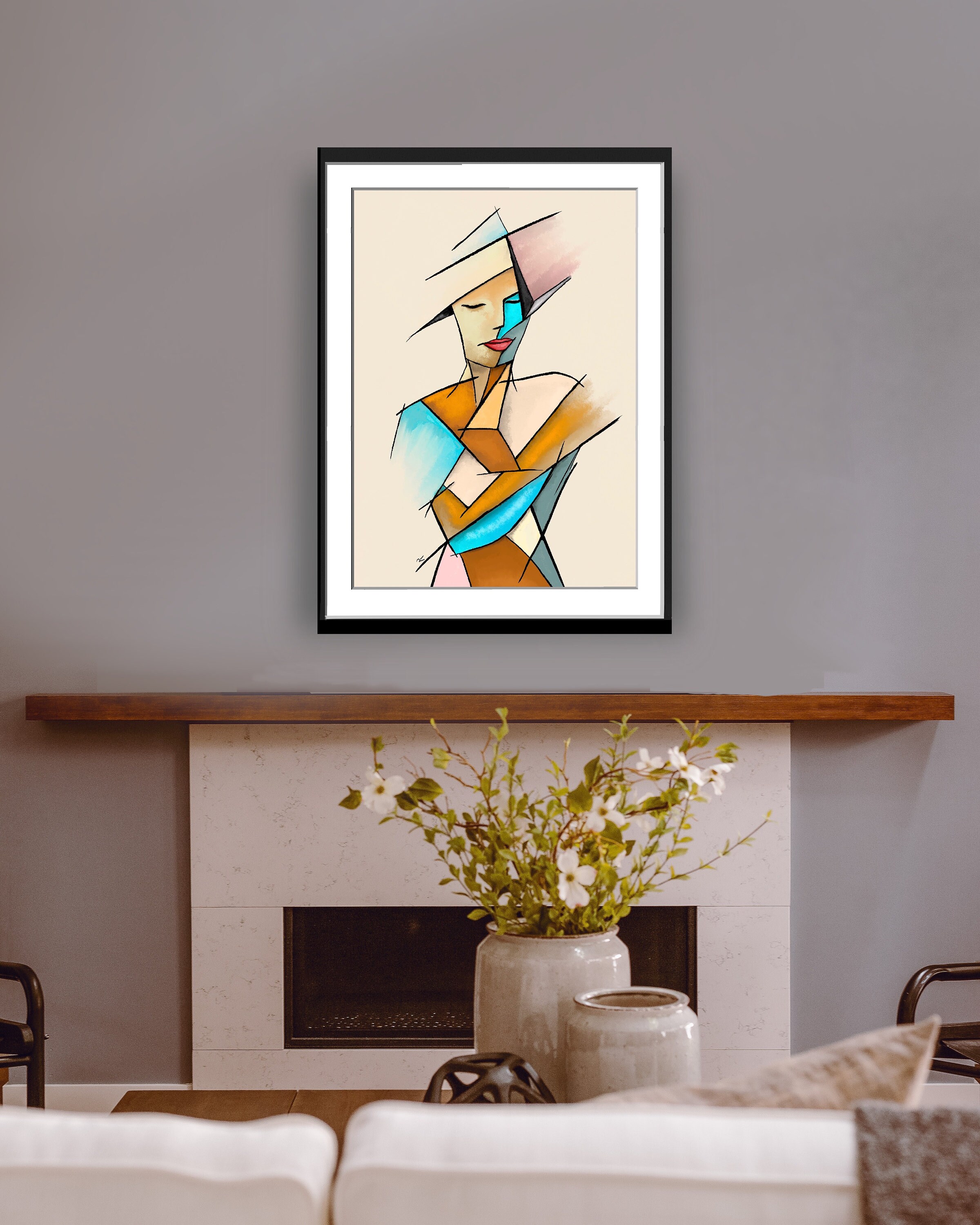 Printable Abstract Portrait Art, Cubist Art of a Woman's Body | Wall ...