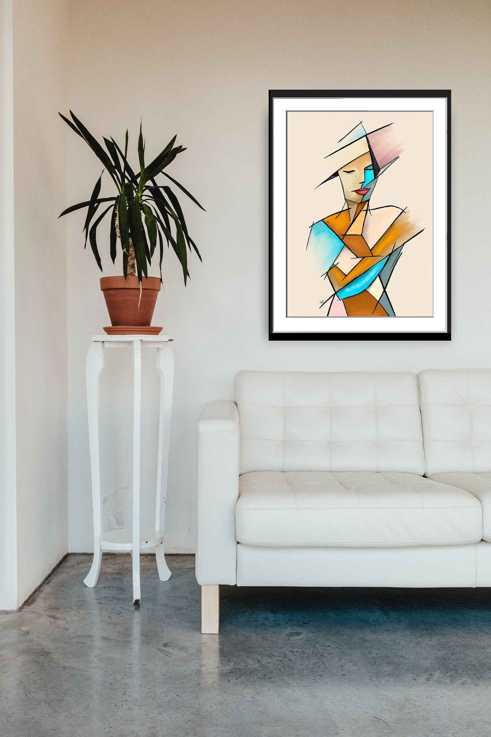 Printable Abstract Portrait Art, Cubist Art of a Woman's Body | Wall ...