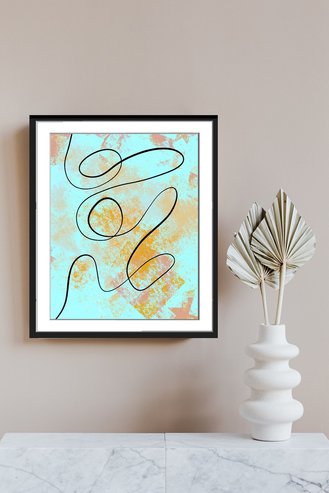 Abstract Minimalist Boho Line Art on Abstract Background, Wall Art ...