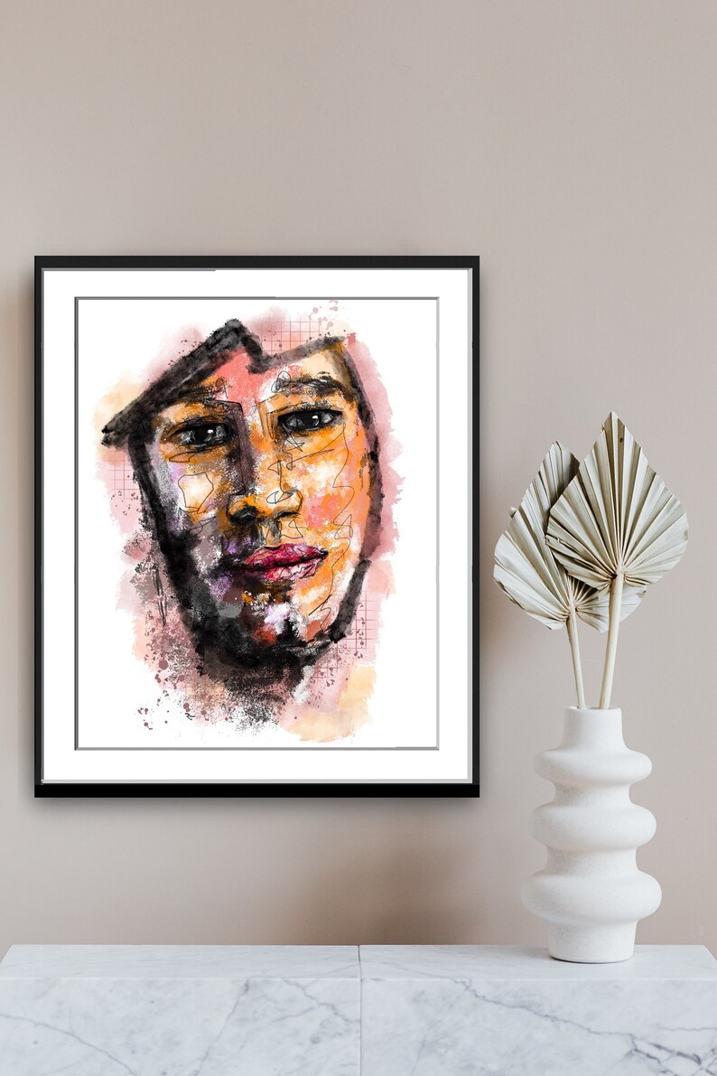 Printable Abstract Portrait Art | Abstract Man's Face Art | Printable ...