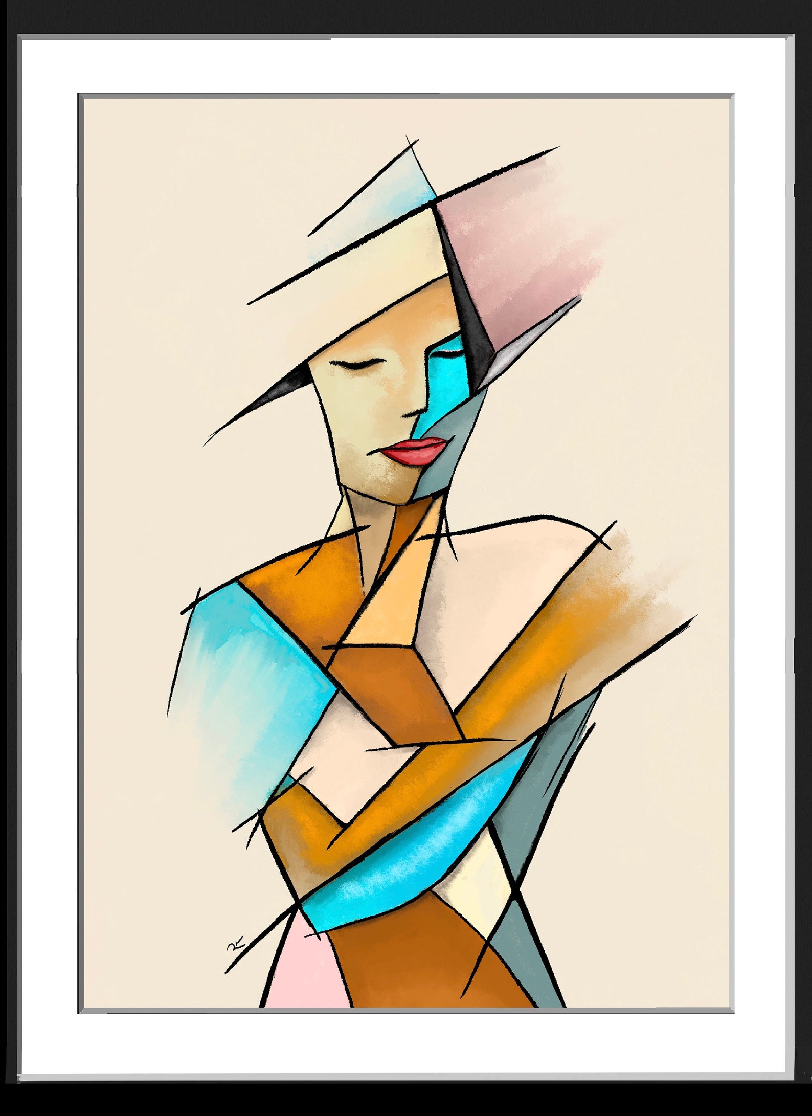 Printable Abstract Portrait Art, Cubist Art of a Woman's Body | Wall ...