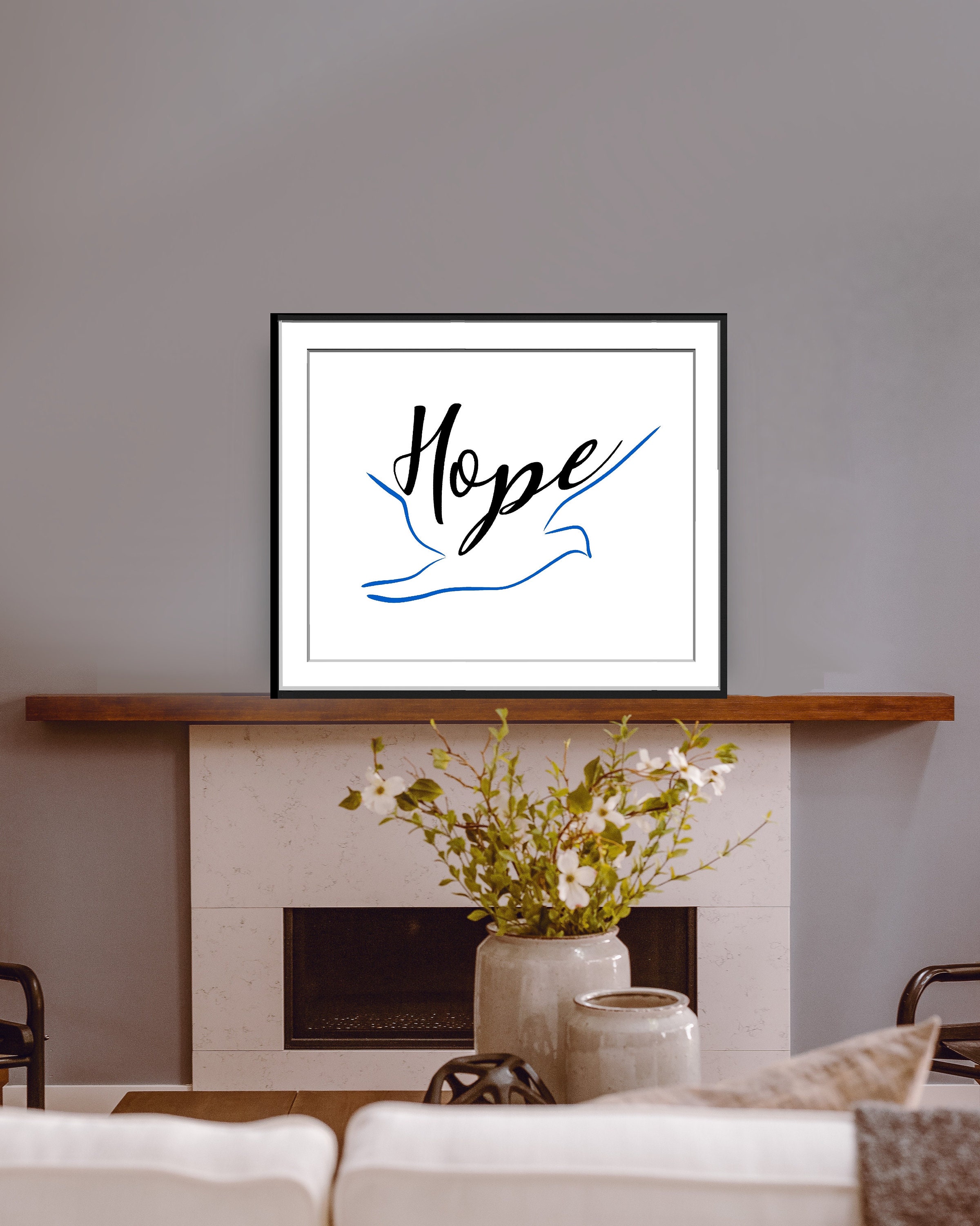 Printable Inspirational Hope Text Riding on Dove Print | Wall Art ...