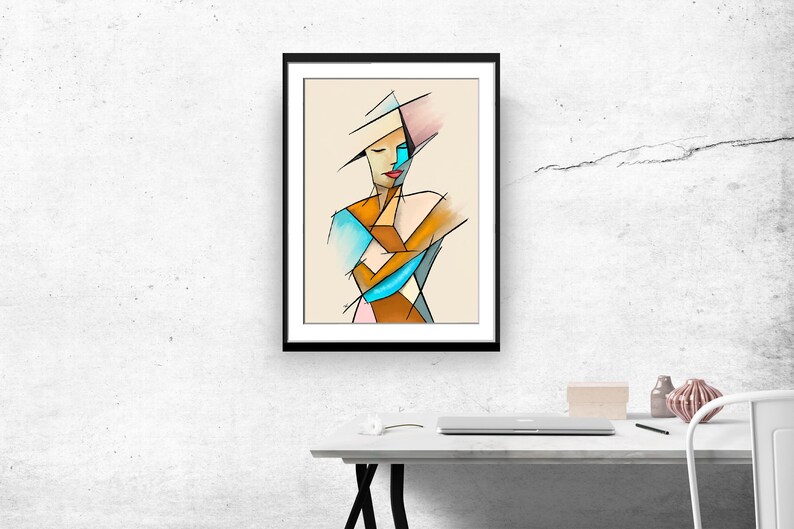 Printable Abstract Portrait Art, Cubist Art of a Woman's Body | Wall ...
