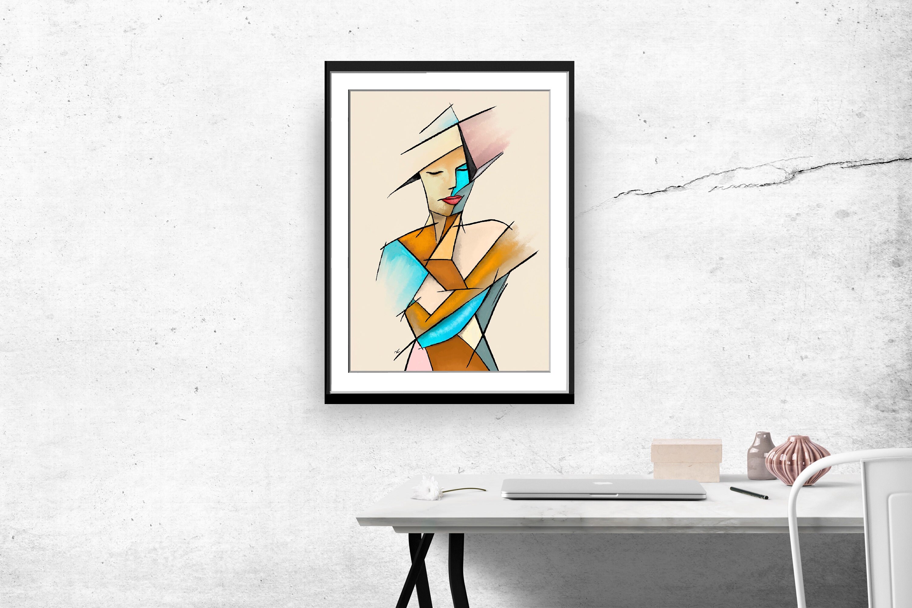 Printable Abstract Portrait Art, Cubist Art of a Woman's Body | Wall ...