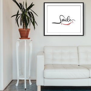 Printable Inspirational Smile Text Print | Wall Art | Smiles | Happy ...