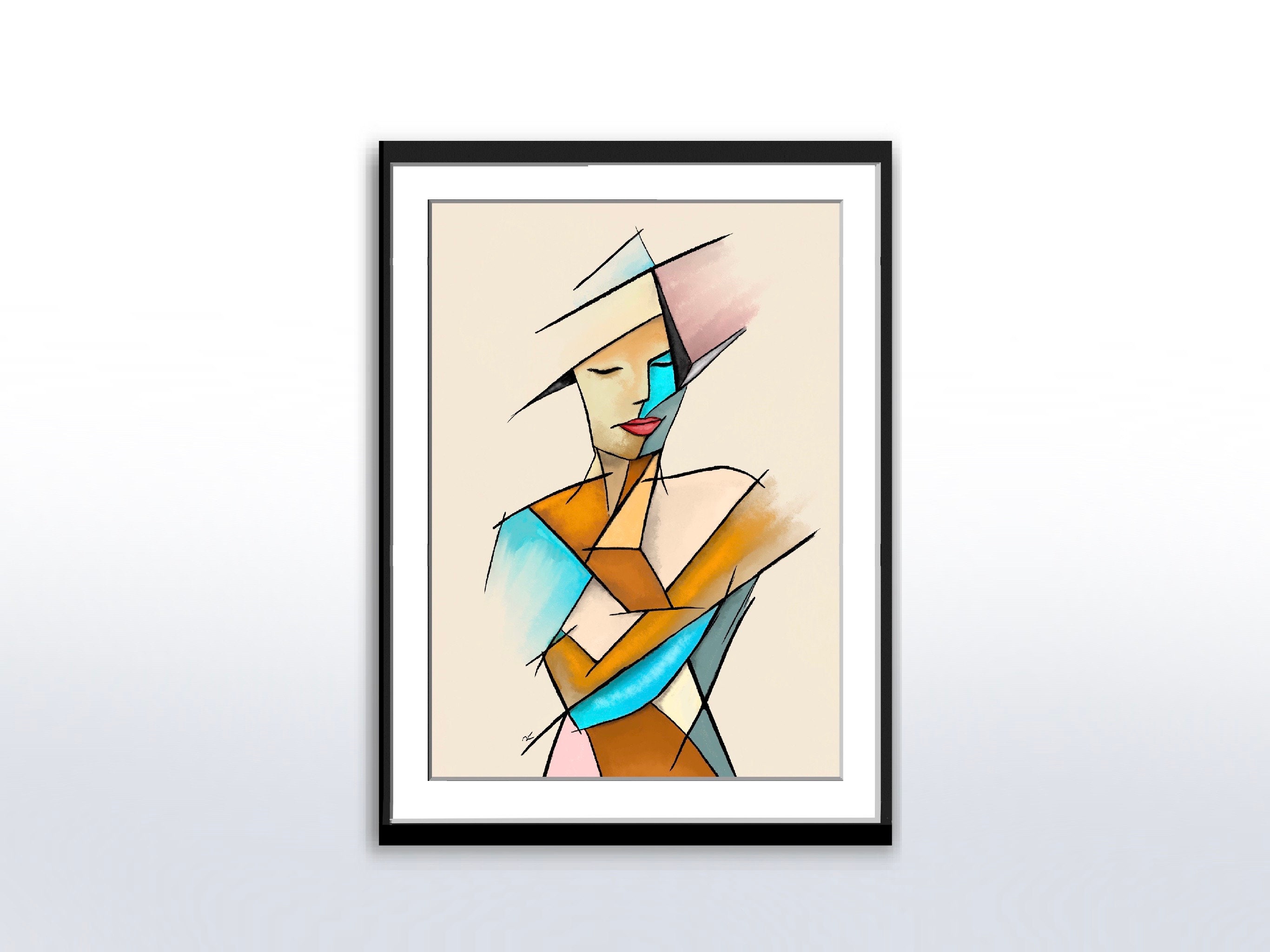Printable Abstract Portrait Art, Cubist Art of a Woman's Body | Wall ...
