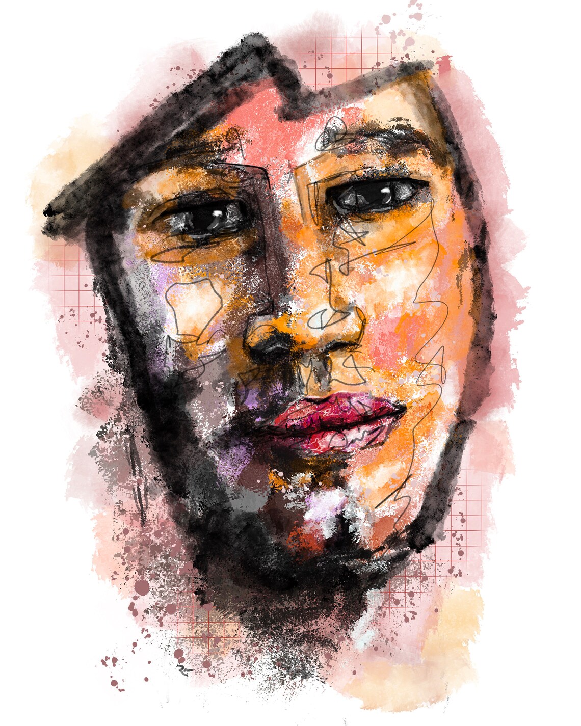 Printable Abstract Portrait Art Abstract Man's Face Art - Etsy