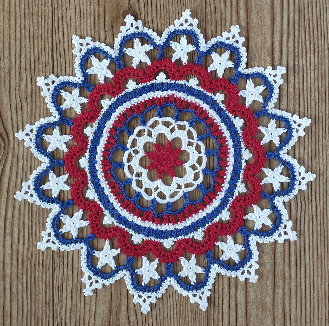 Crochet Patriotic Doily, 4th of July Fireworks Doily,independence Day ...