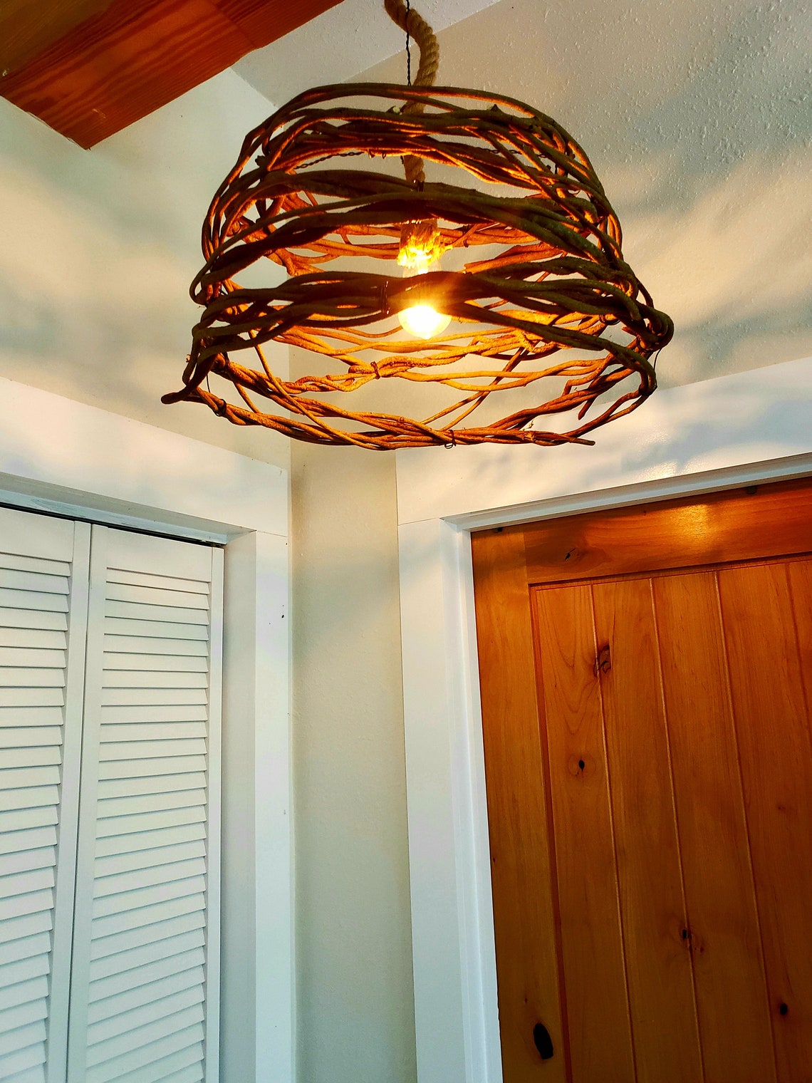 Rustic Pendant Light Wood Pendant Lighting Kitchen Island - Etsy