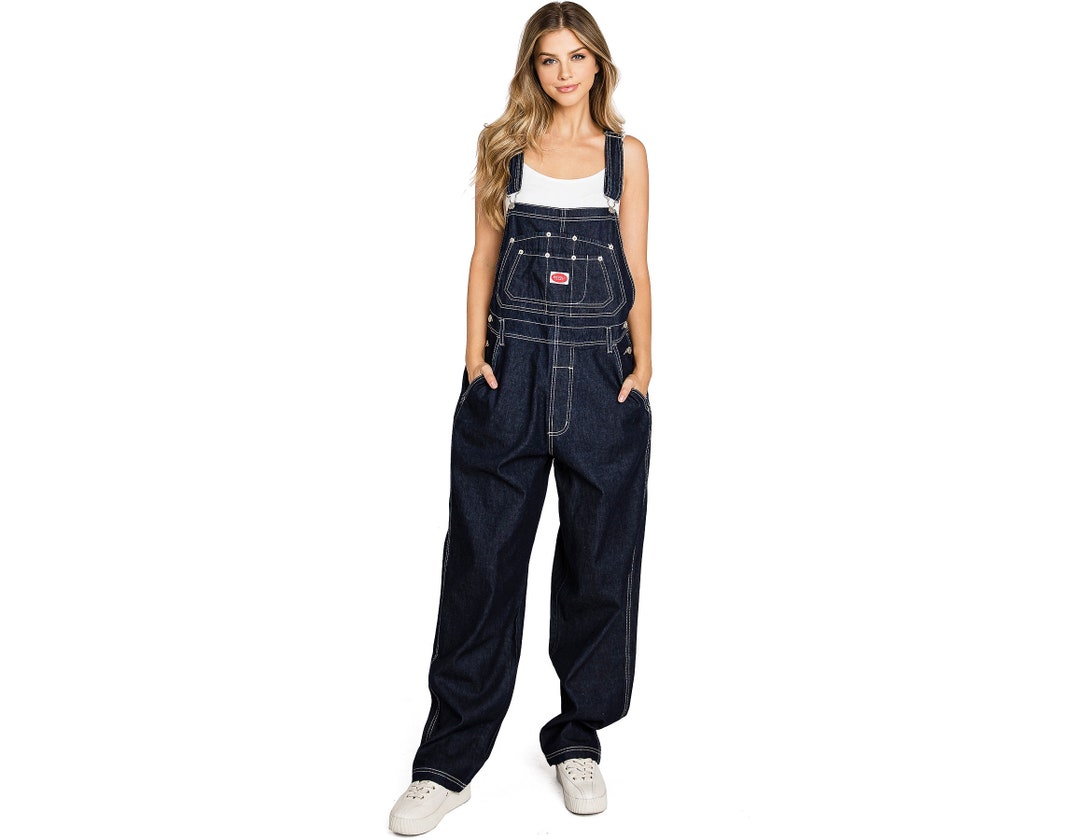 PLUS SIZE Revolt 90s Classic Dark Denim, Olive Vintage Utility Overalls ...