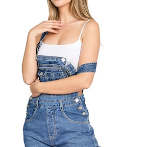 Lana Roux Womens 90s Retro Revolt Utility Denim Romper Shortalls, Multi ...