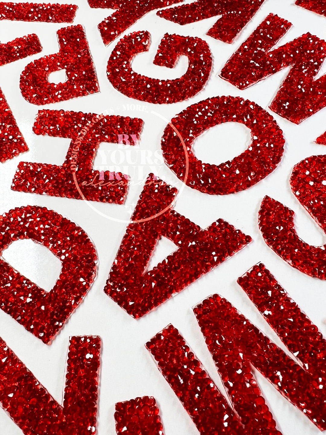 Red Rhinestone Iron on Letter Patch: DIY Denim Jacket Applique - Etsy