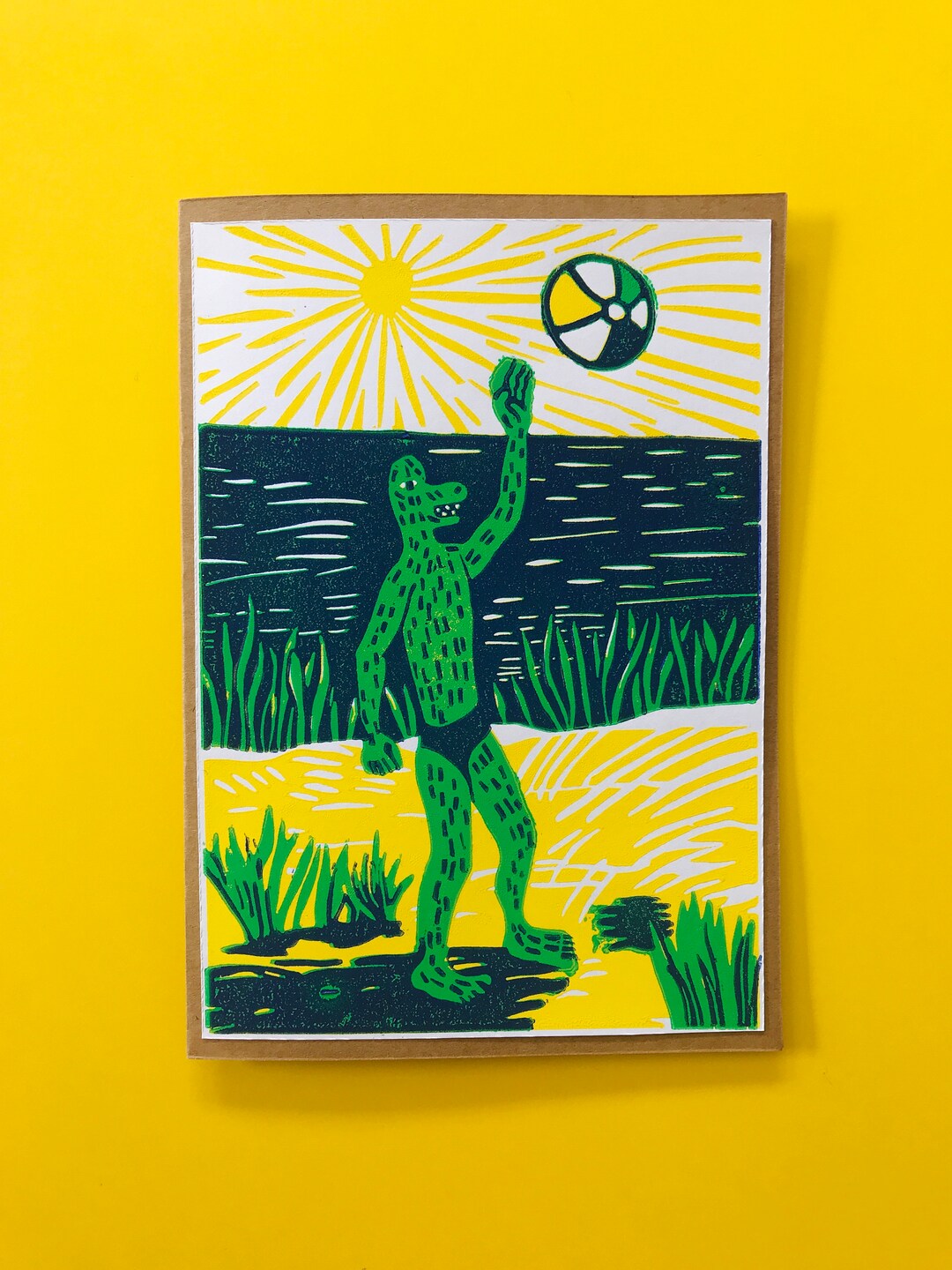 Beach Life // Crocman Reduction Print // Greeting Card - Etsy