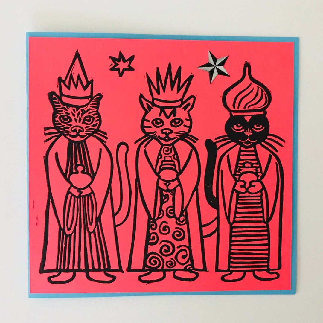 We Three Cats — Cat Christmas Greeting Card - Etsy