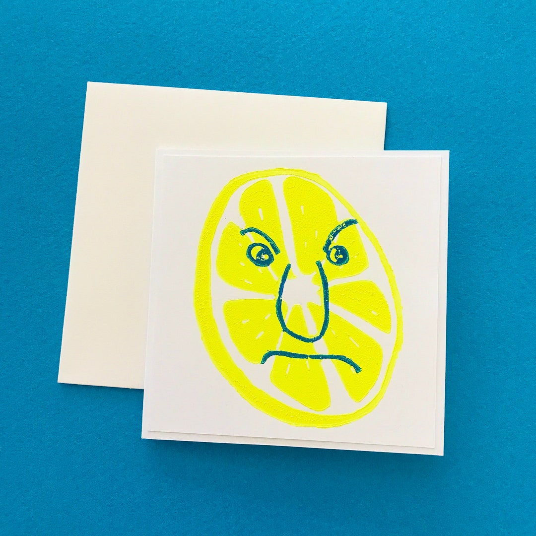 Bitter Lemon // Linocut Reduction Print // Rotten Fruit Greeting Card ...
