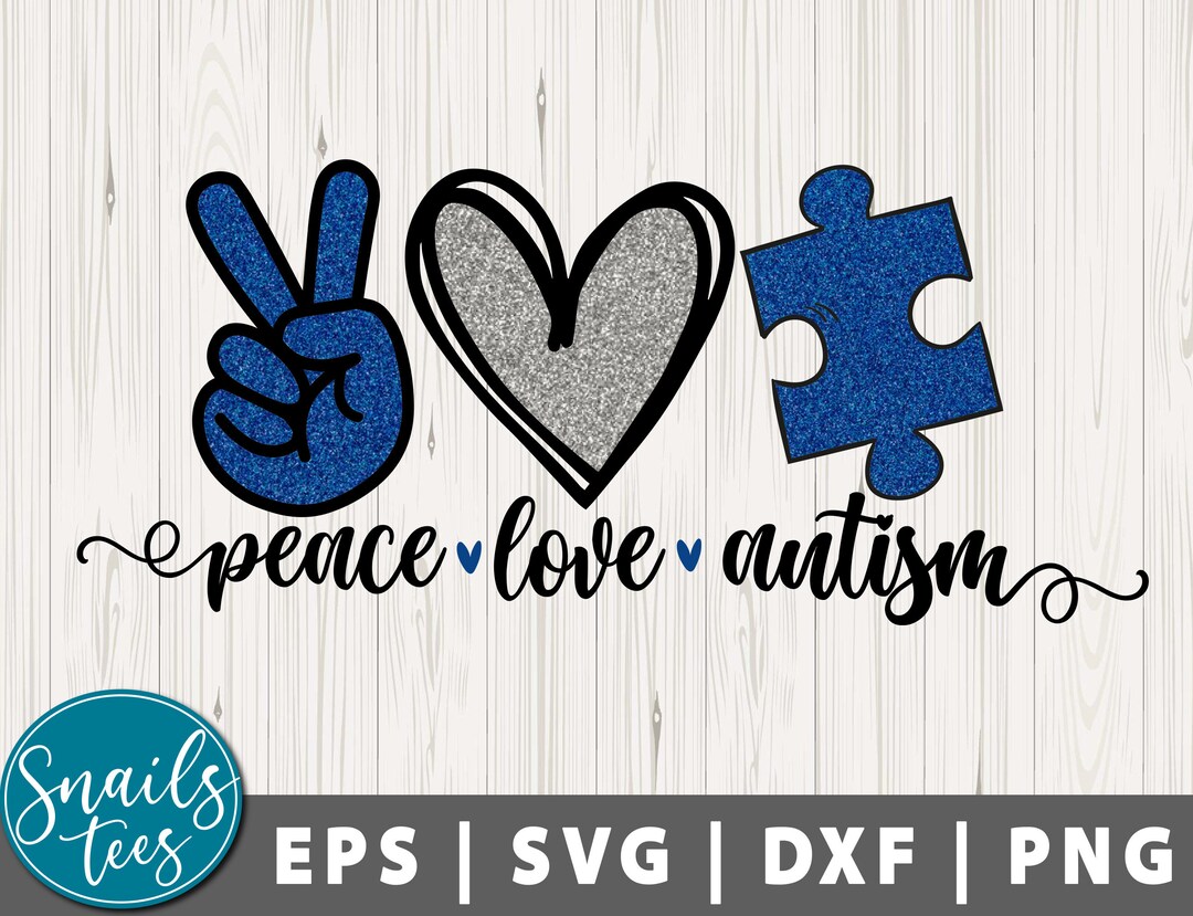 Peace Love Autism Svg, Peace Love Autism Png, Sublimation Png, Blue ...
