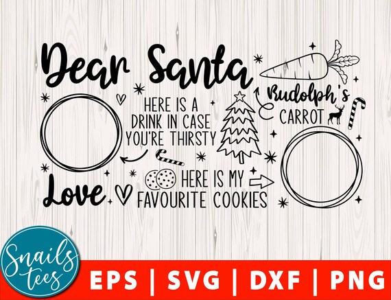 Dear Santa Cookies and Milk Svg Eps Png Dxf Merry Christmas | Etsy