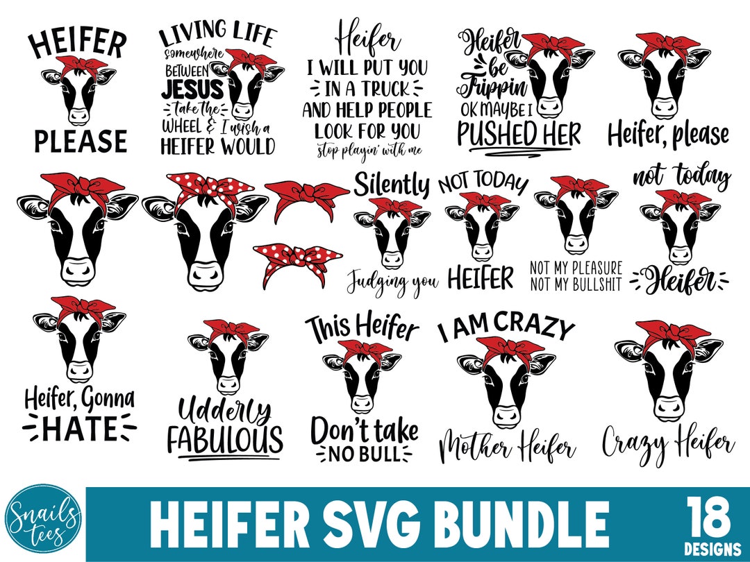 Heifer SVG Bundle, Cow Svg, Heifer Svg, Bandana Heifer Svg, Not Today ...
