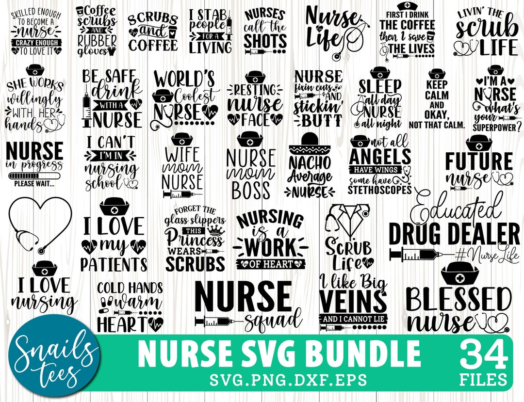 Nurse SVG Bundle, Png, Nurse Life Svg, Nurse Quotes SVG, Nurse ...