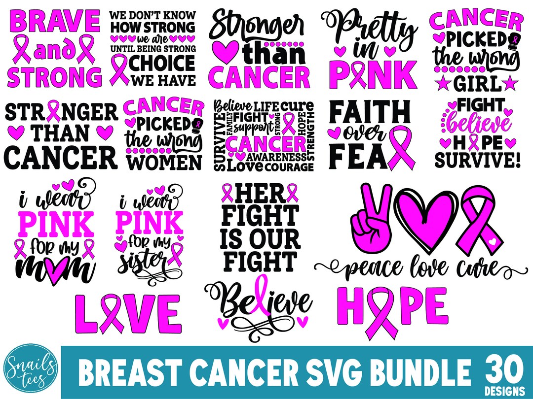 Breast Cancer SVG Bundle Png, Cancer Awareness SVG, Pink Awareness ...