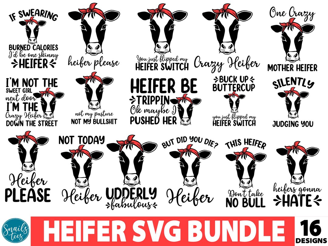 Heifer SVG Bundle, Cow Svg, Heifer Svg, Bandana Heifer Svg, Not Today ...