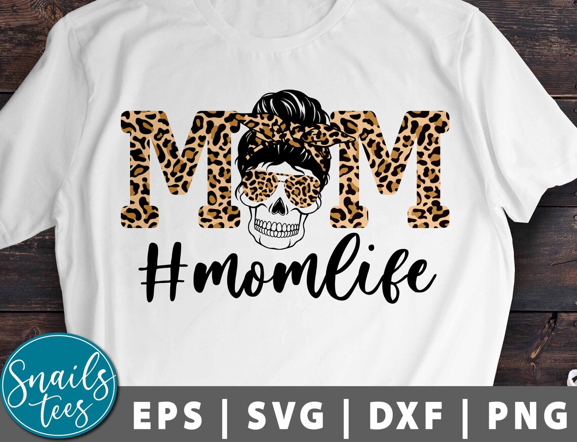 Mom Skull SVG Design Png Eps Svg Dxf Image Messy Bun Skull Svg ...