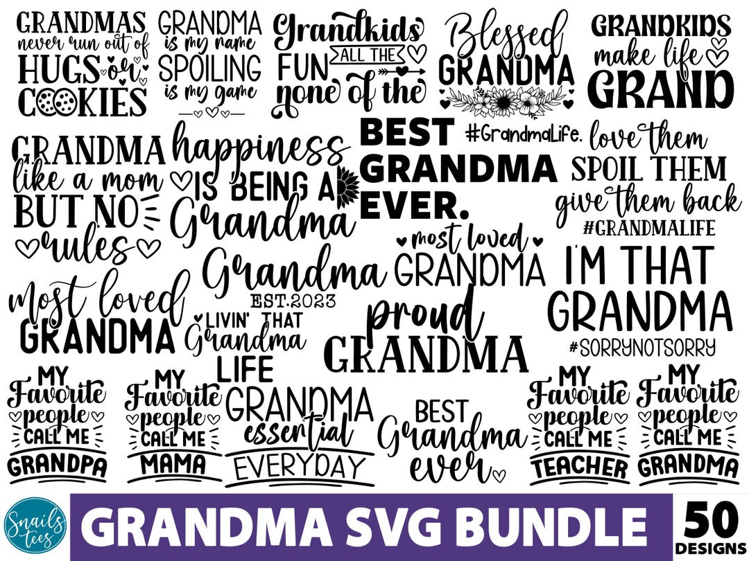 Grandma SVG Design Bundle: Family Sayings, Shirt Graphics, Nana Svg ...